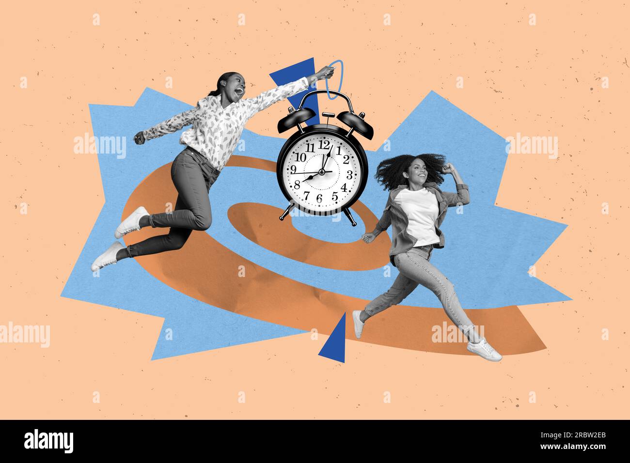 Creative abstract template collage of excited funny energetic together ...