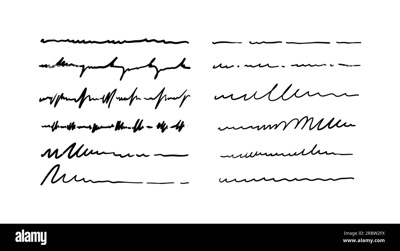 Set of wavy scribble underlines by pen, pencil scribble, outline hand ...