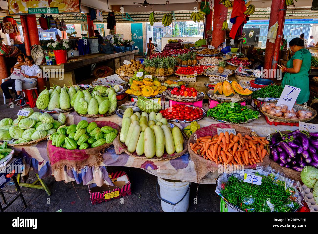 Mauritius, Grand Port district, Mahebourg, the fruit and vegetable ...