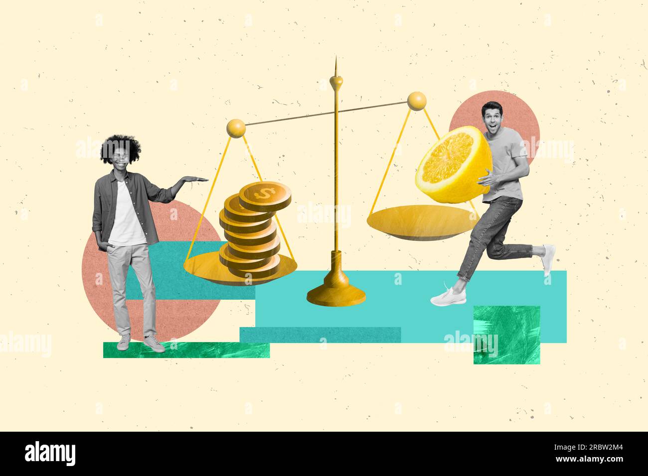 3d retro abstract creative artwork template collage of excited together ...