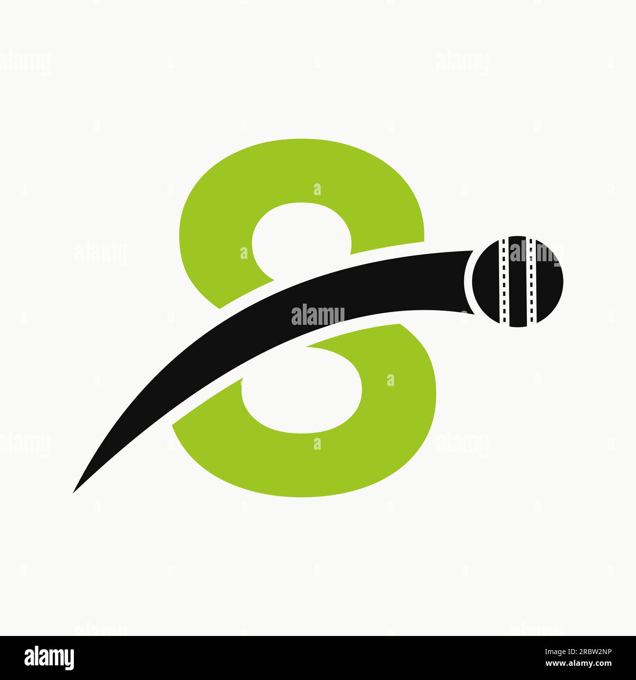 Cricket Logo On Letter 8 With Moving Cricket Ball Icon. Cricket Ball ...