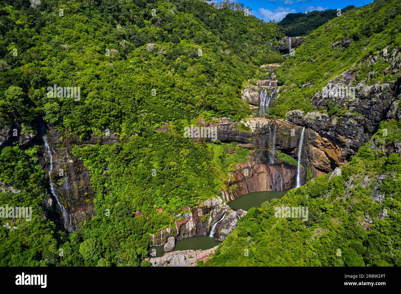 Mauritius, Plaines Wilhems district, Henrietta, the Seven Waterfalls of ...