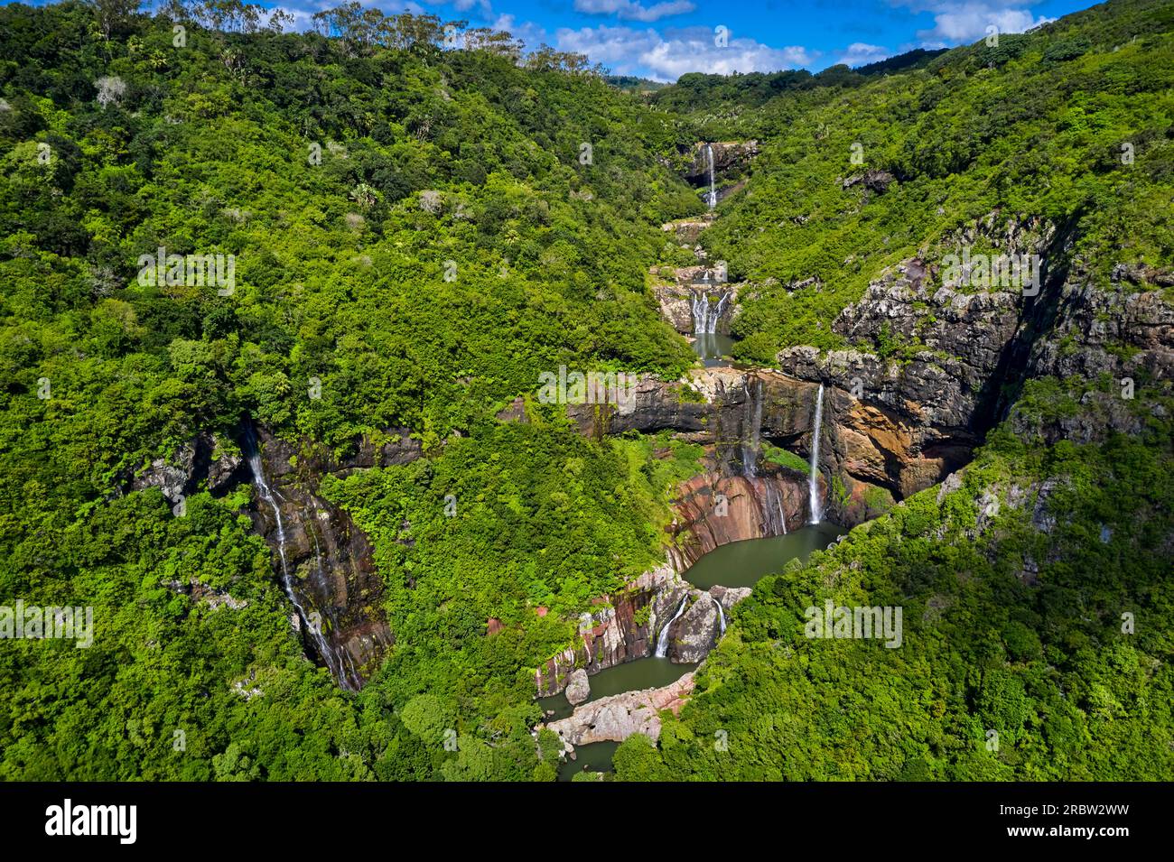 Mauritius, Plaines Wilhems district, Henrietta, the Seven Waterfalls of ...