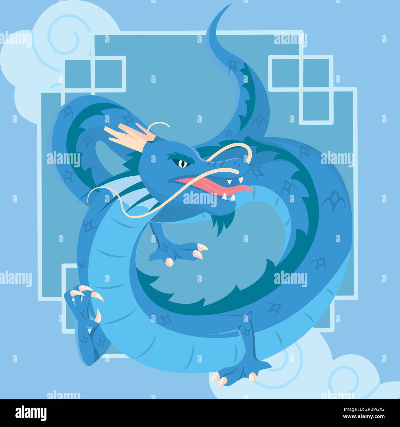 Isolated cute chinese dragon character on asian template Vector Stock ...