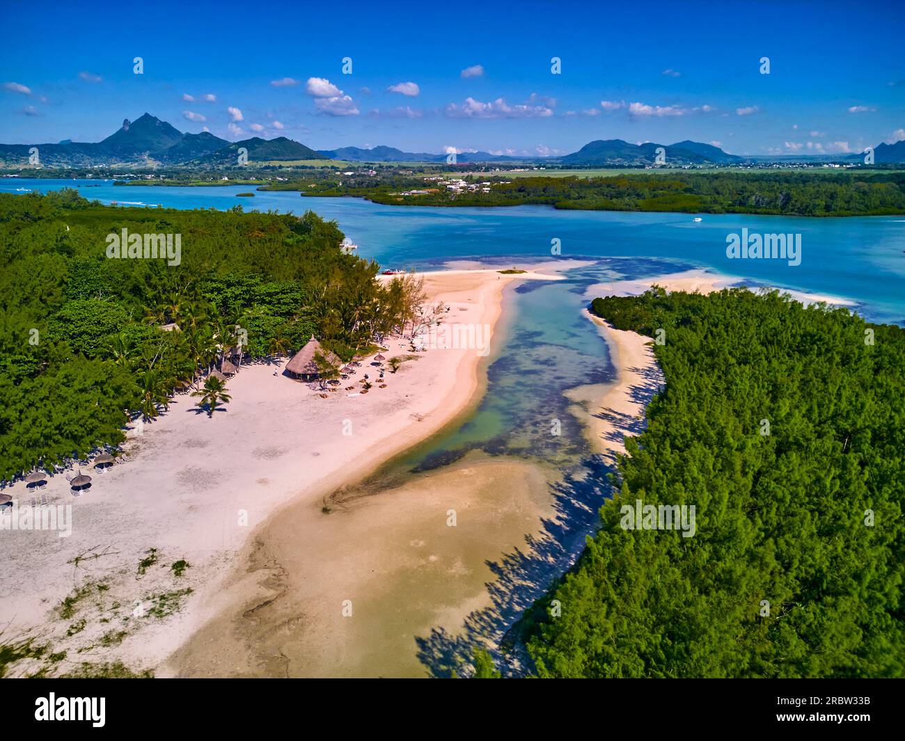 Mauritius, Flacq district, Ile aux Cerfs island, deer island, aerial ...