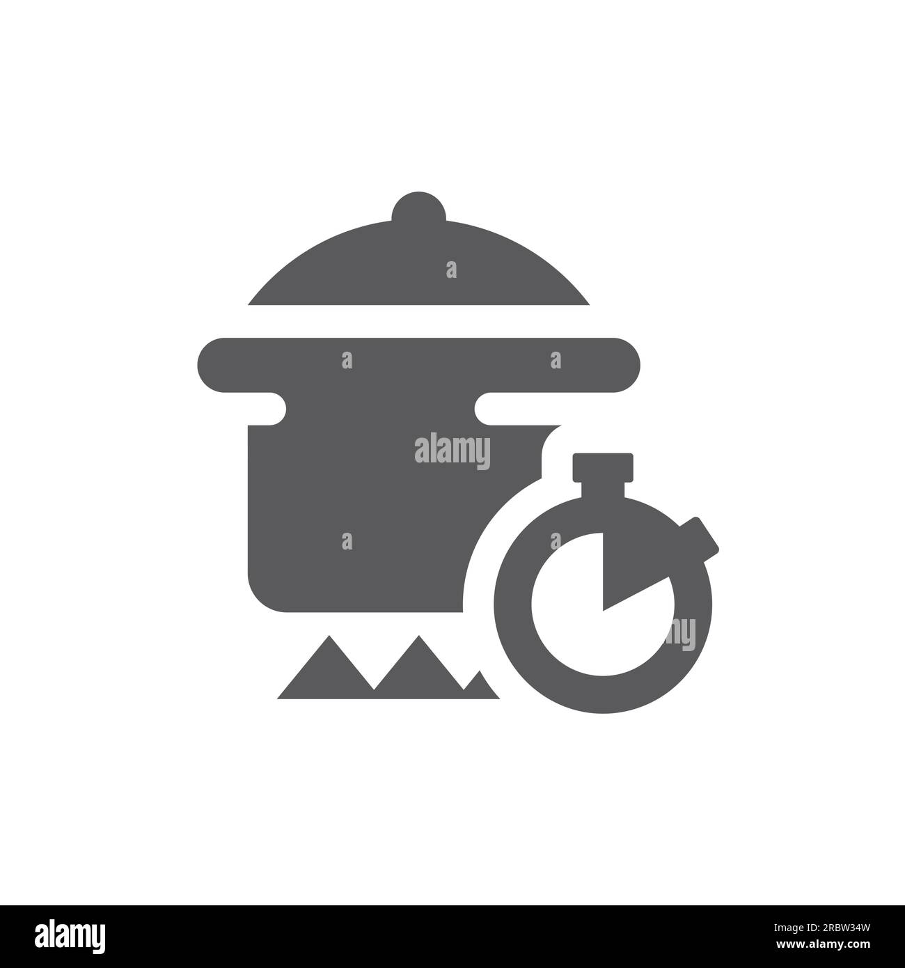 Pot and clock or stopwatch vector icon. Cooking time, making food ...