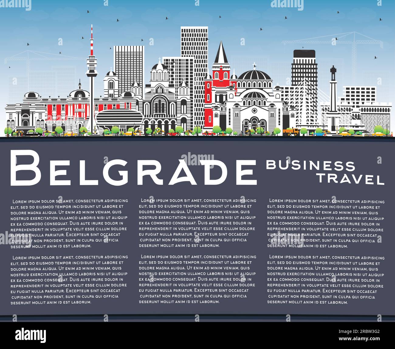 Belgrade Serbia City Skyline with Color Buildings, Blue Sky and Copy ...