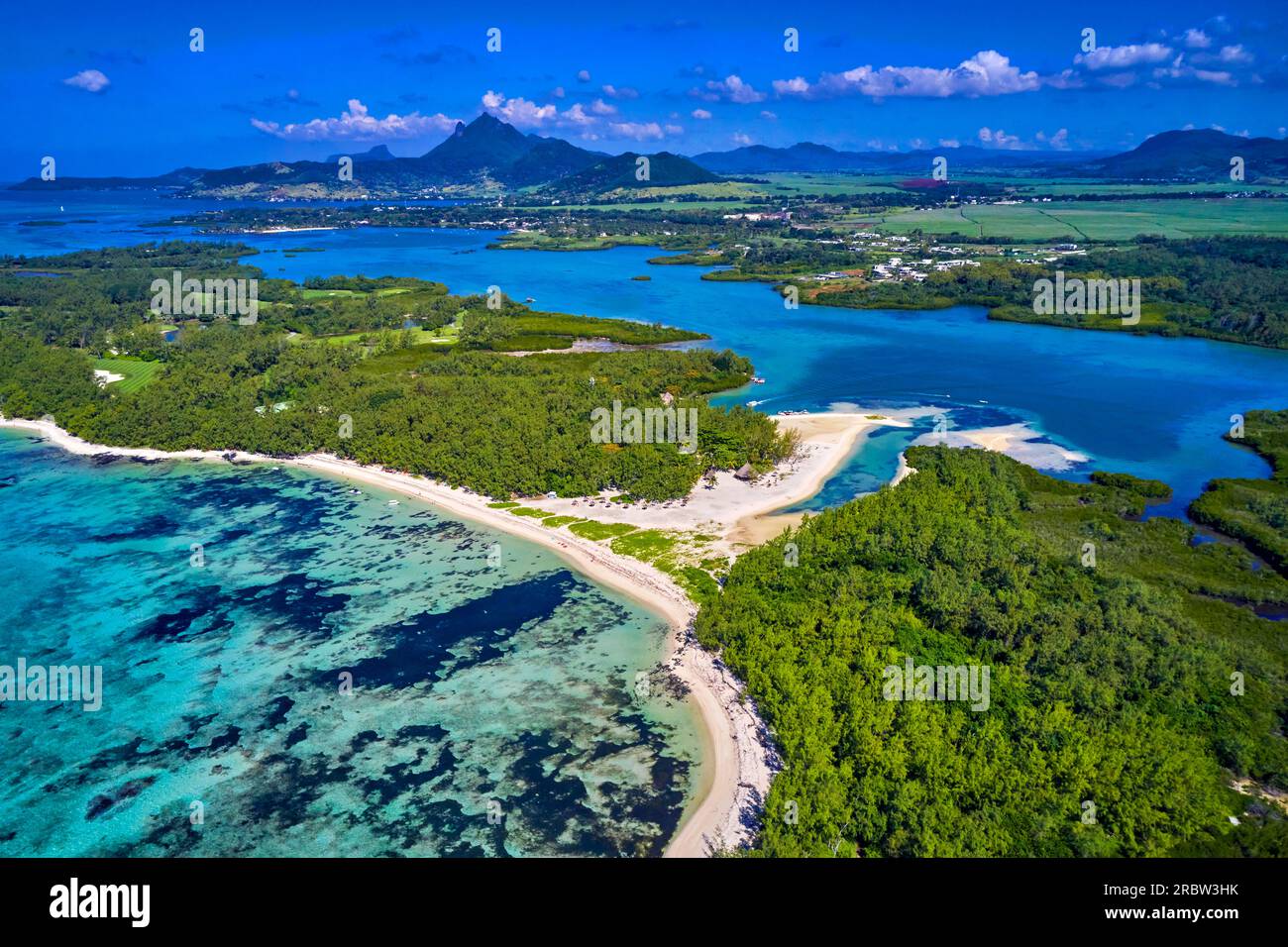 Mauritius, Flacq district, Ile aux Cerfs island, deer island, aerial ...