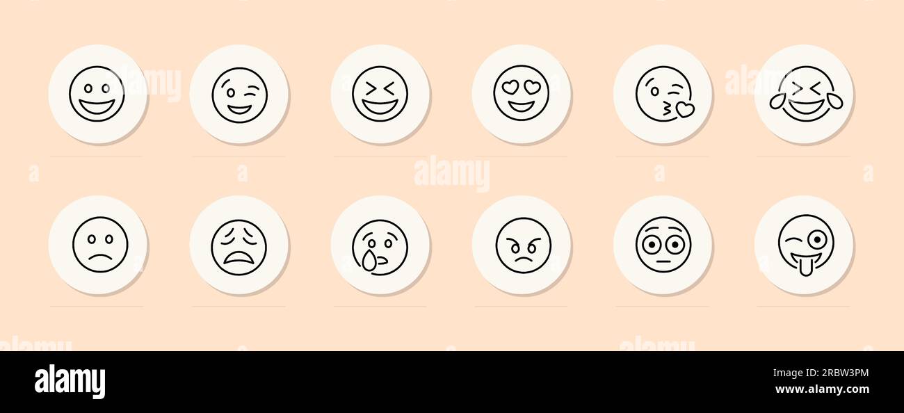 Emoji line icon. Emotions, joy, sadness, anger, laughter, love pleasure ...