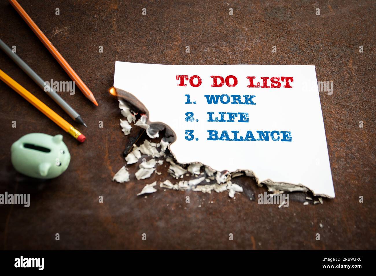 Work Life Balance. To Do List on a burning piece of paper Stock Photo ...