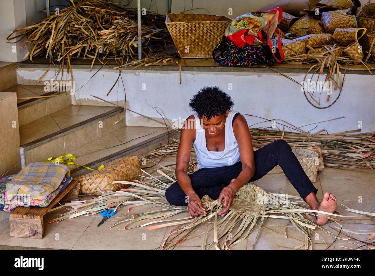 Mauritius, Grand Port district, Old Grand Port, vacoas weaving center ...