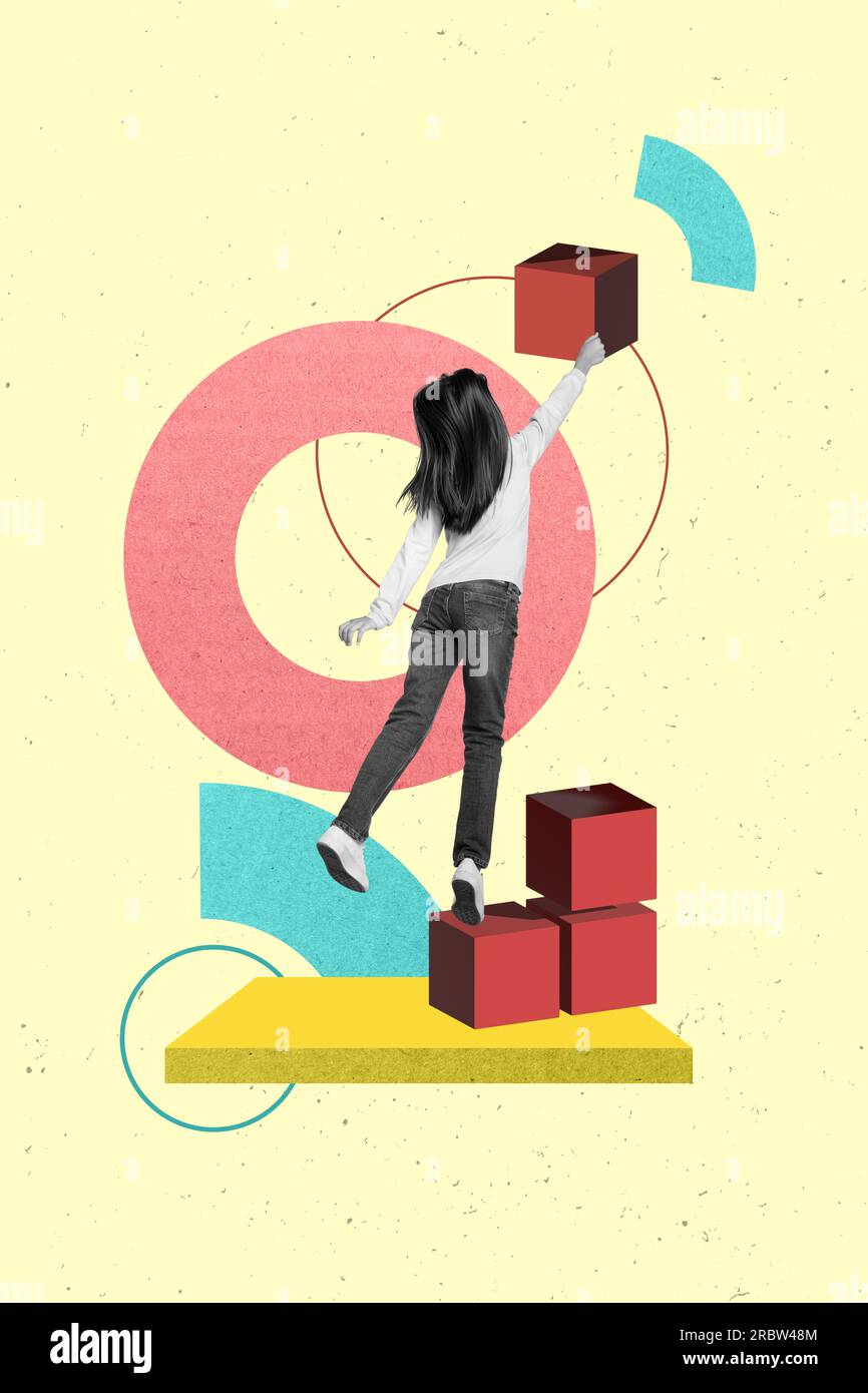 Exclusive magazine picture sketch collage image of small little lady ...