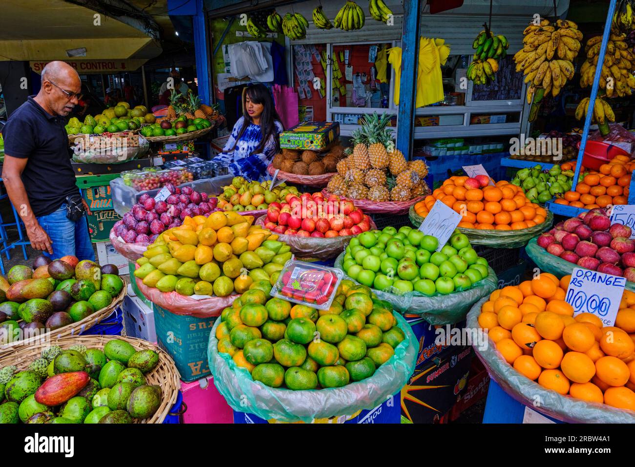 Mauritius, Plaines Wilhems district, Curepipe, the big market Stock ...