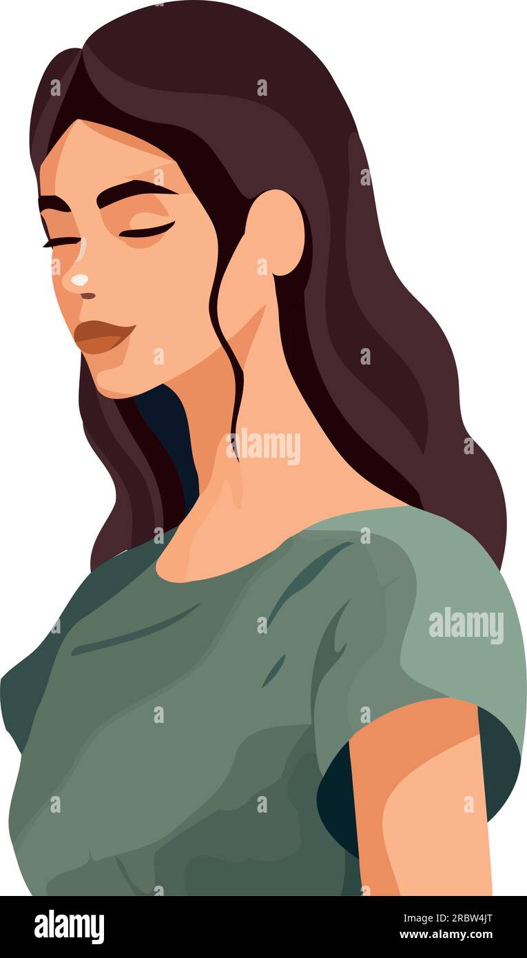 Young woman caucasian long Stock Vector Images - Alamy