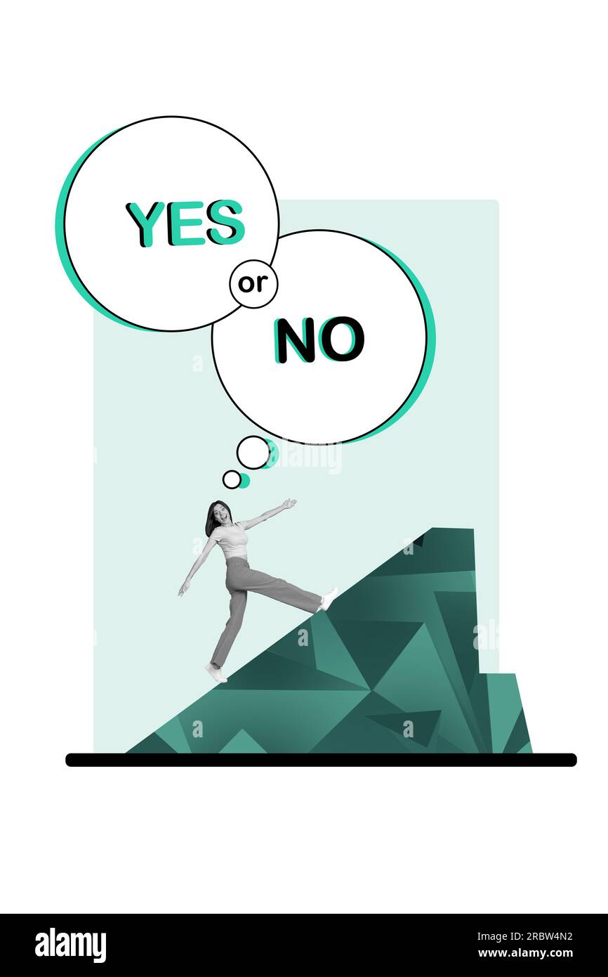 Magazine vertical 3d artwork minimal collage of happy girl walk outside ...