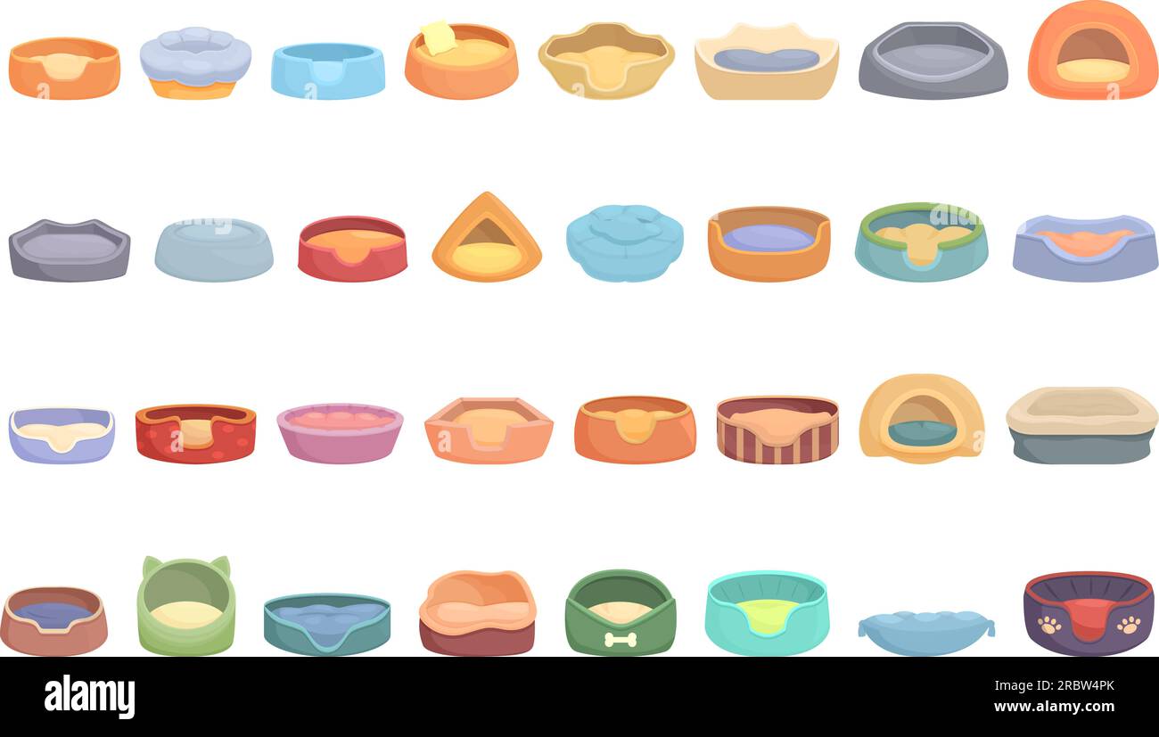 Pet Bed icons set cartoon vector. Sleep house. Puppy animal Stock ...
