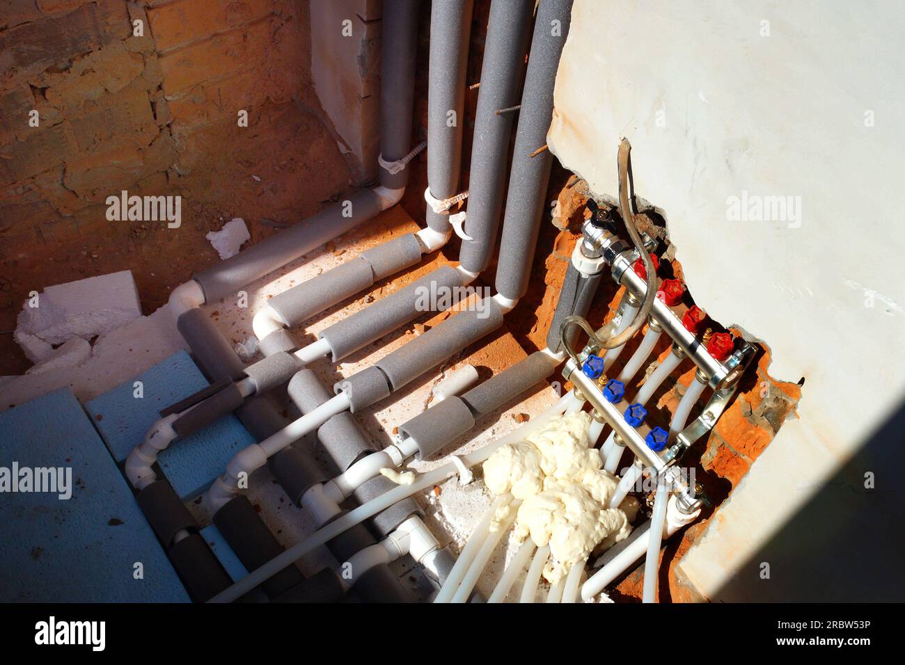 Underfloor heating system.Installing Under floor Heating System Stock ...