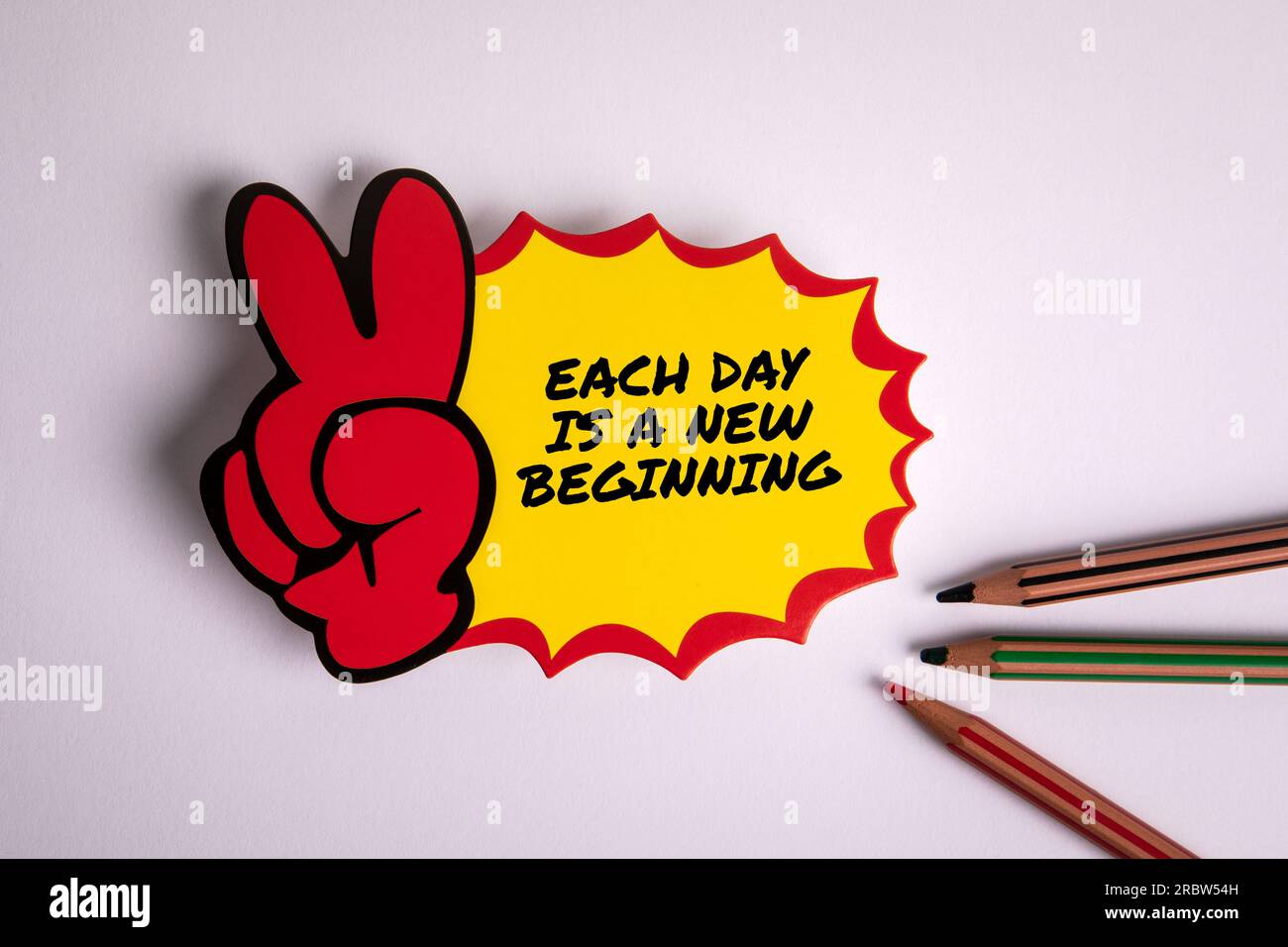 Each Day is a New Beginning. Motivational text on a sticky note Stock ...