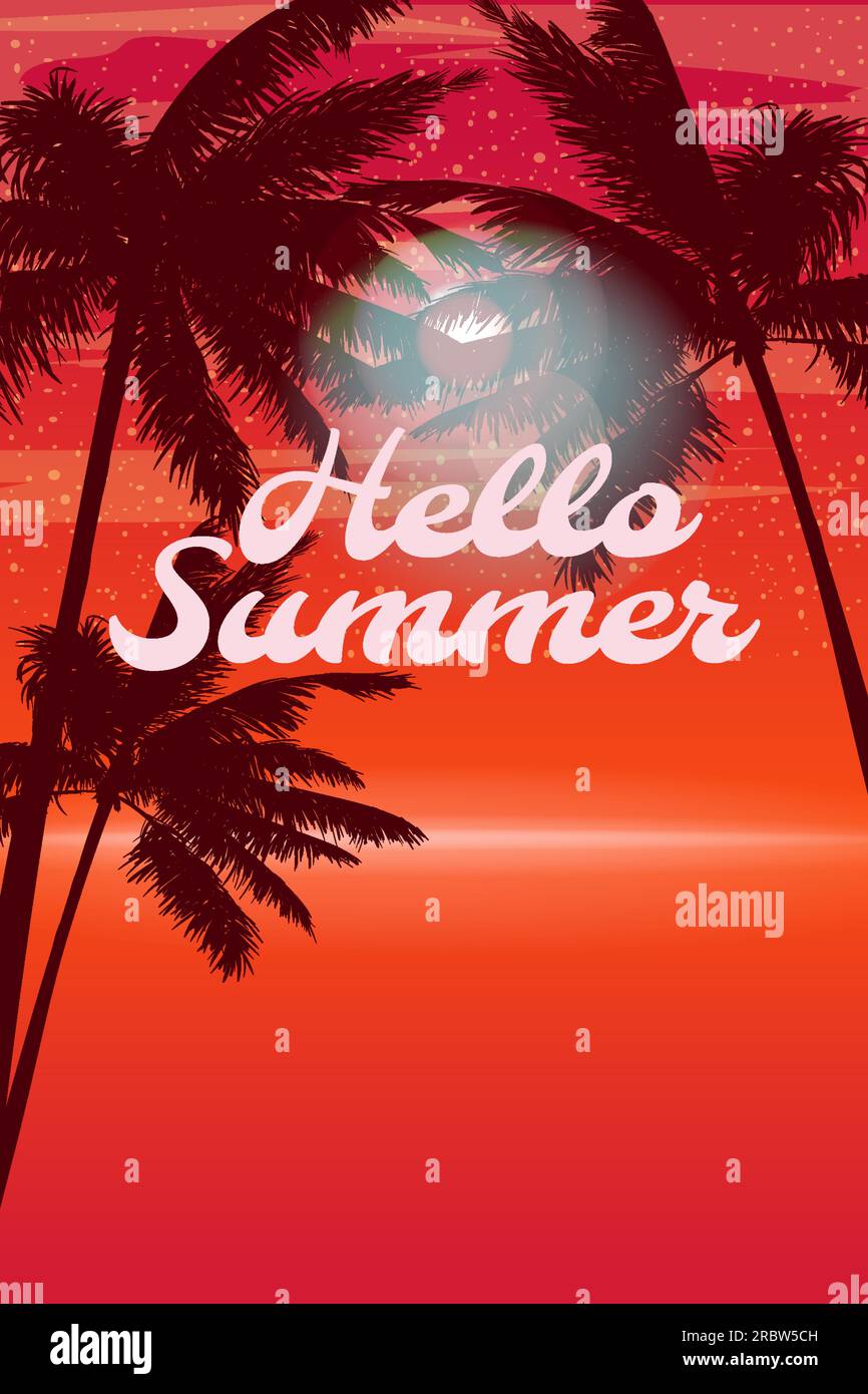 Hello Summer Sunset Beach Party Template Design Palms Party Poster ...