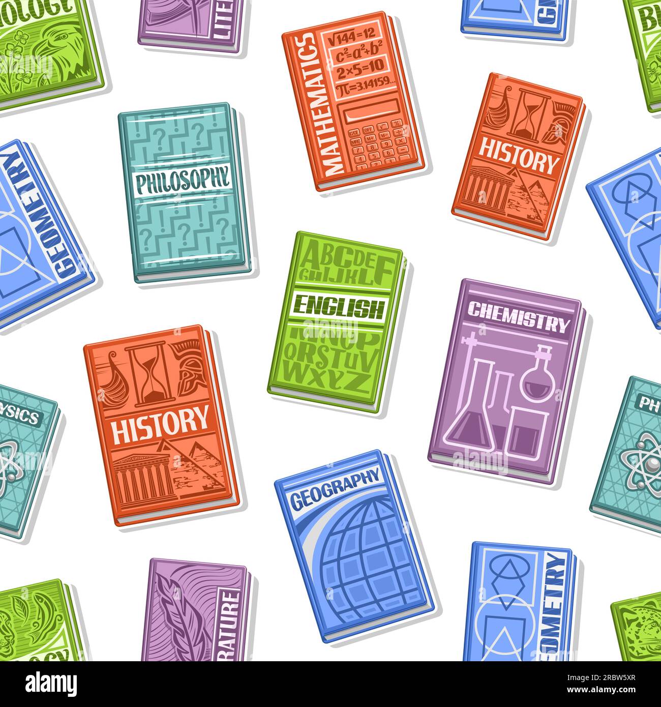 Vector Textbook Seamless Pattern, square repeating background with cut ...