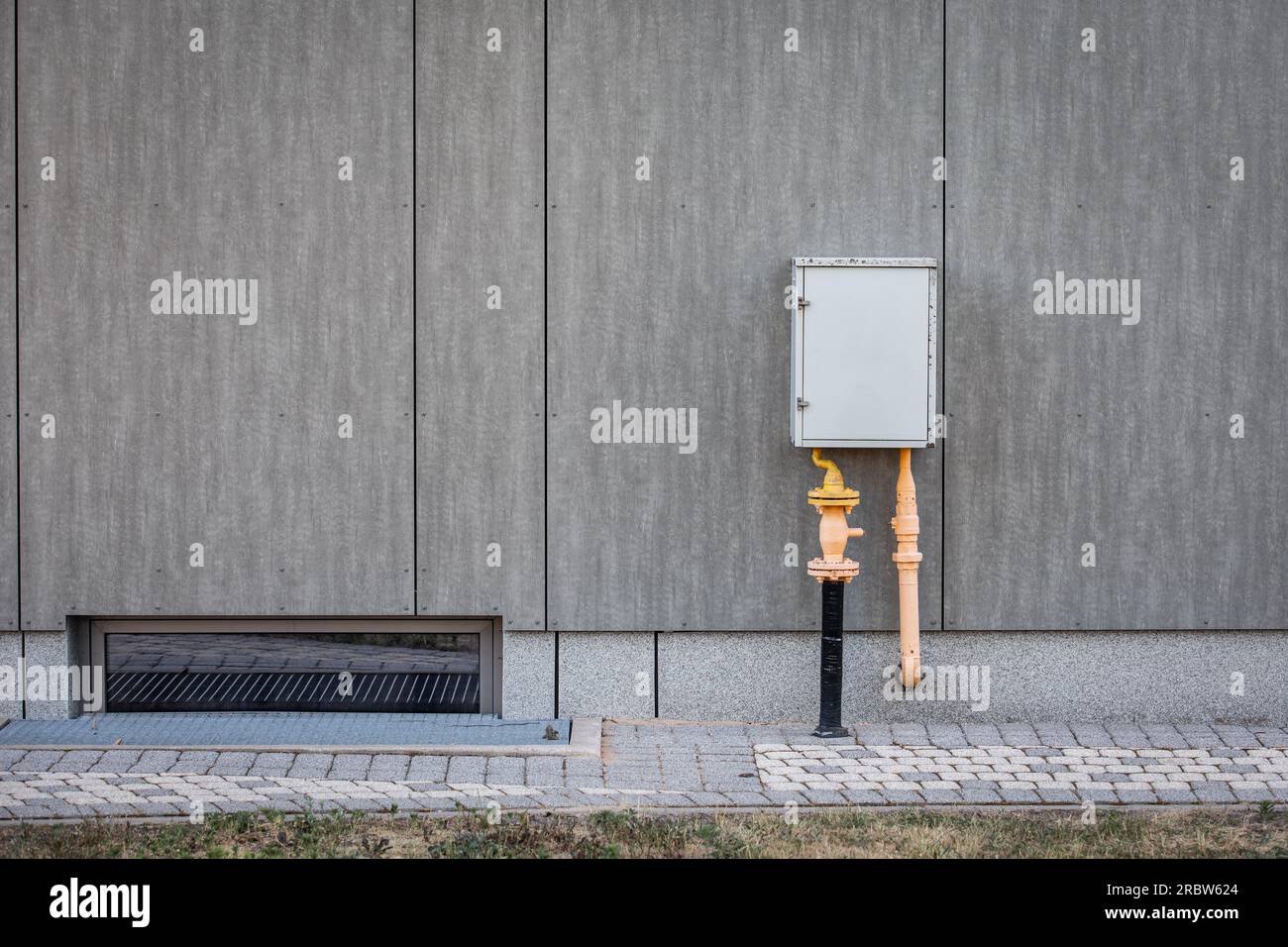 Natural gas pipeline at the facade of the building. Exterior Stock ...