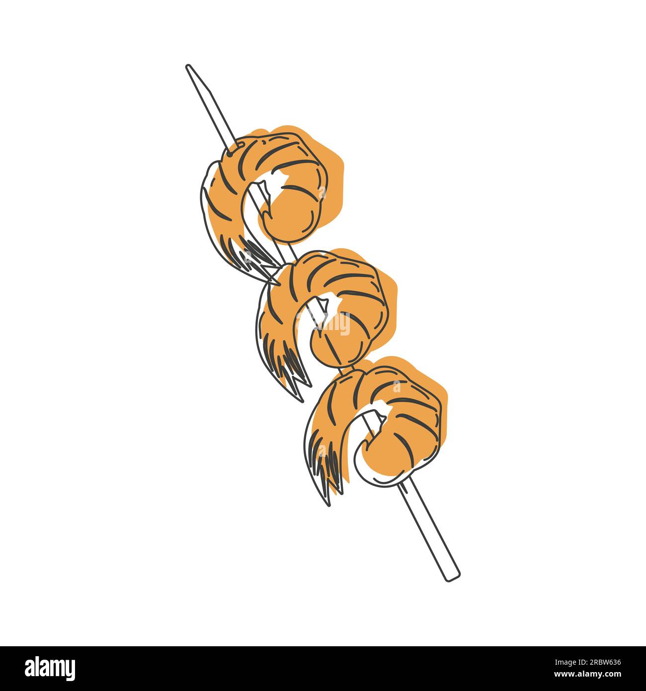 Asian street food. Fast food. Yakitori with shrimp on a skewer. Duddle ...