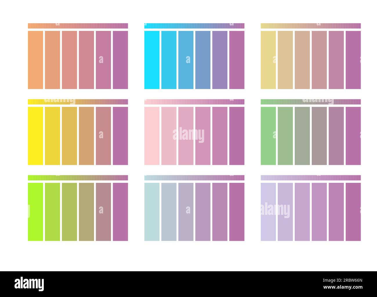 A set of gradients and color combinations. A palette of colors of ...