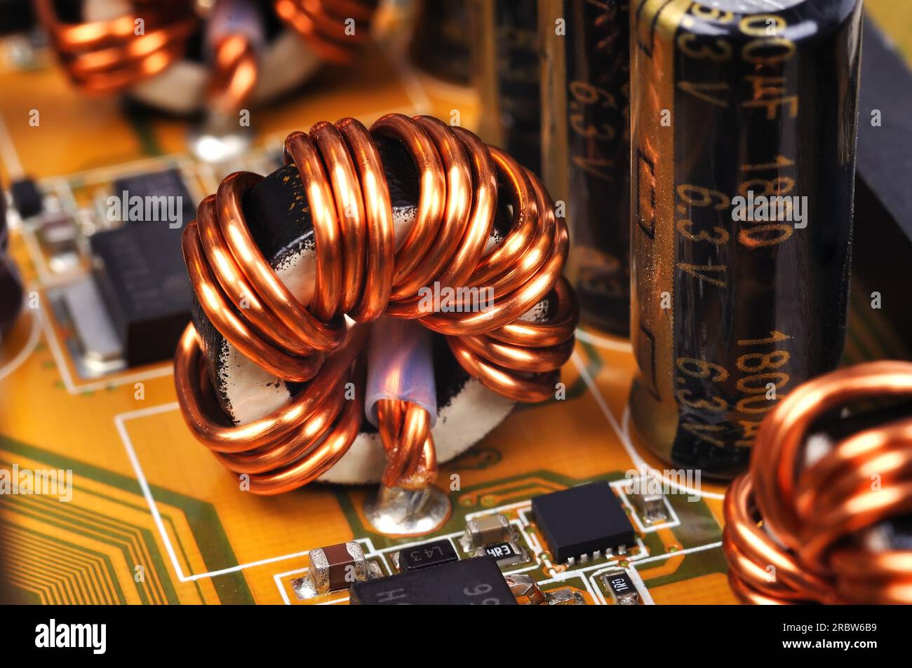 ferrite ring on circuit board, close up Stock Photo - Alamy