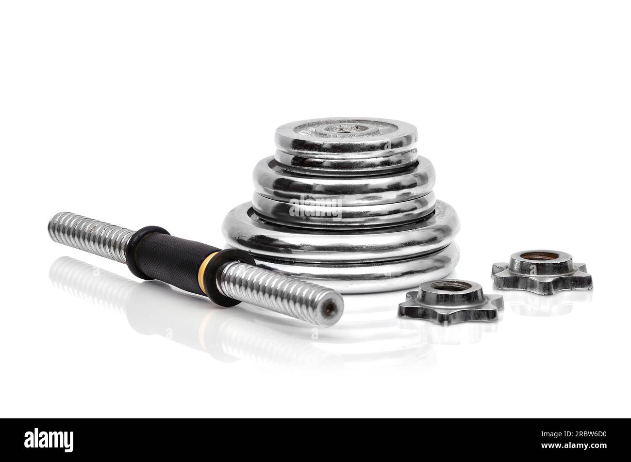 metal collapsible dumbbell on a white background Stock Photo - Alamy