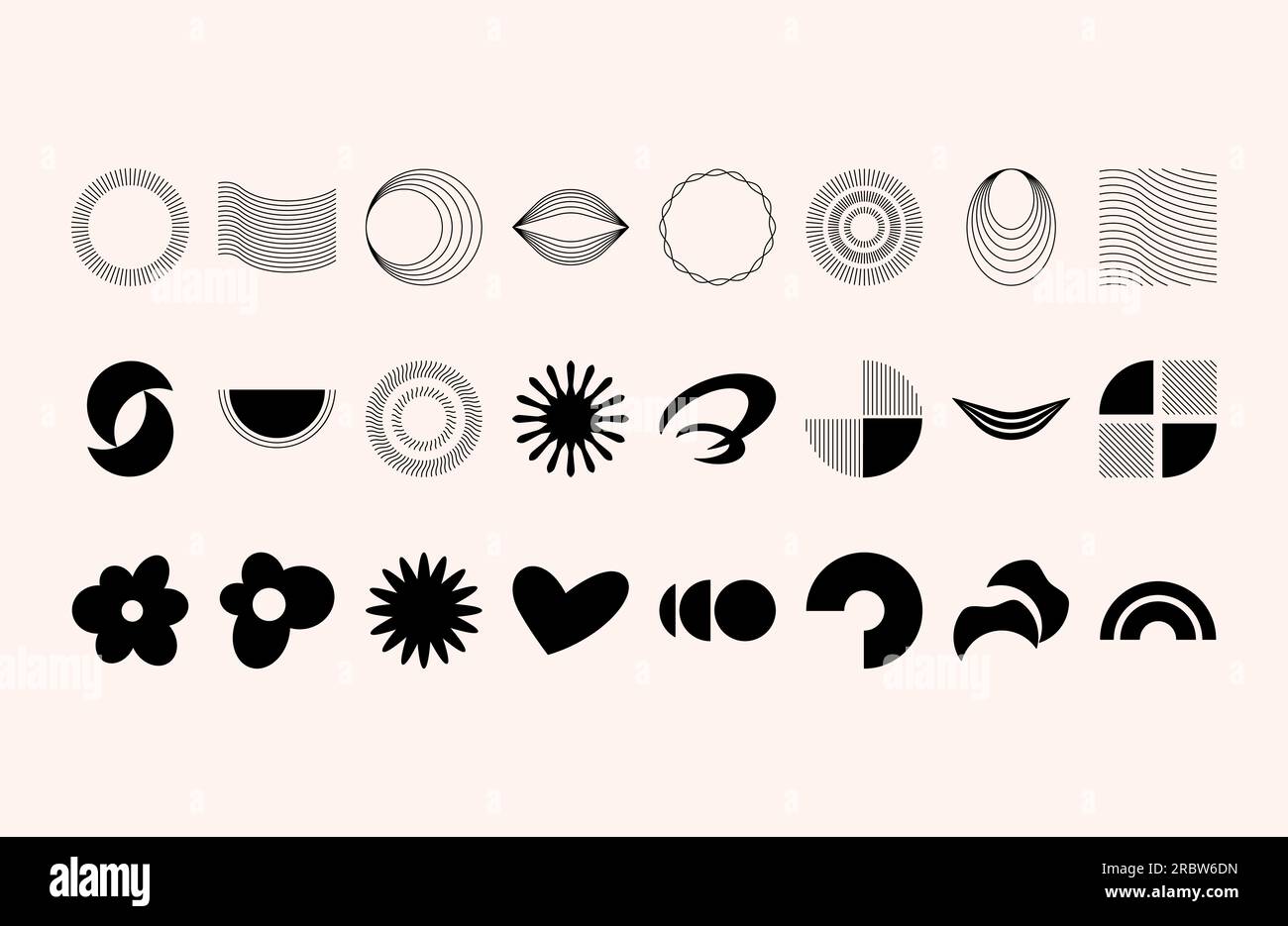 Aesthetic y2k elements and shapes in black color Stock Vector Image ...