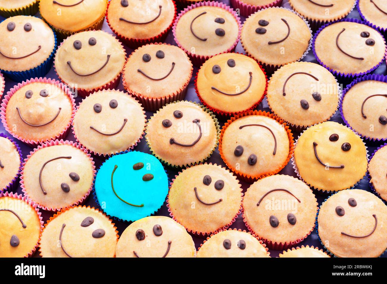 Smiley in a cheerful group. Smiley faces on background. Top view. smile ...