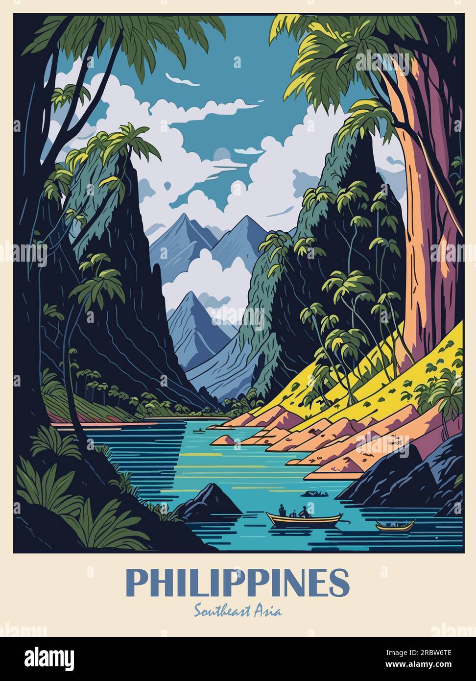 Philippines Travel Destination Poster retro style Stock Vector Image ...
