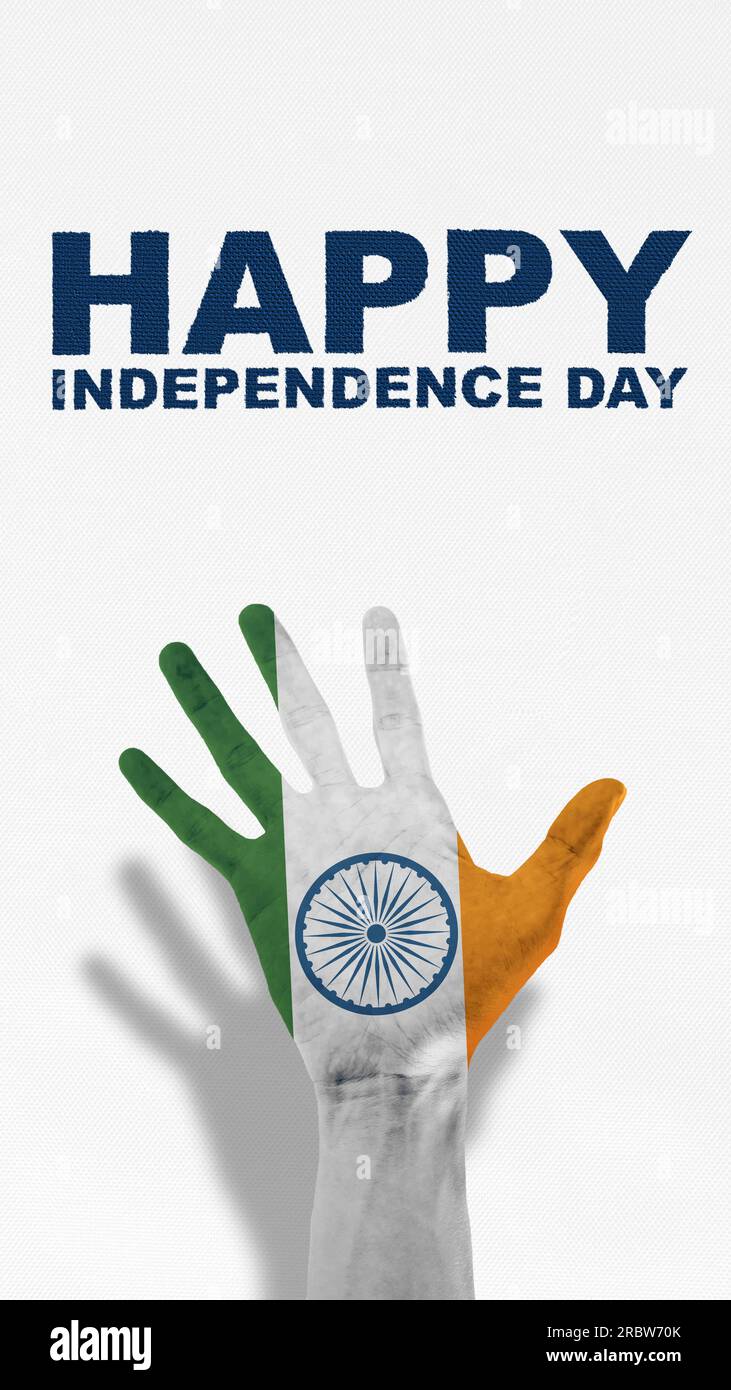 Human hand with Indian flag color. India Independence Day concept Stock ...