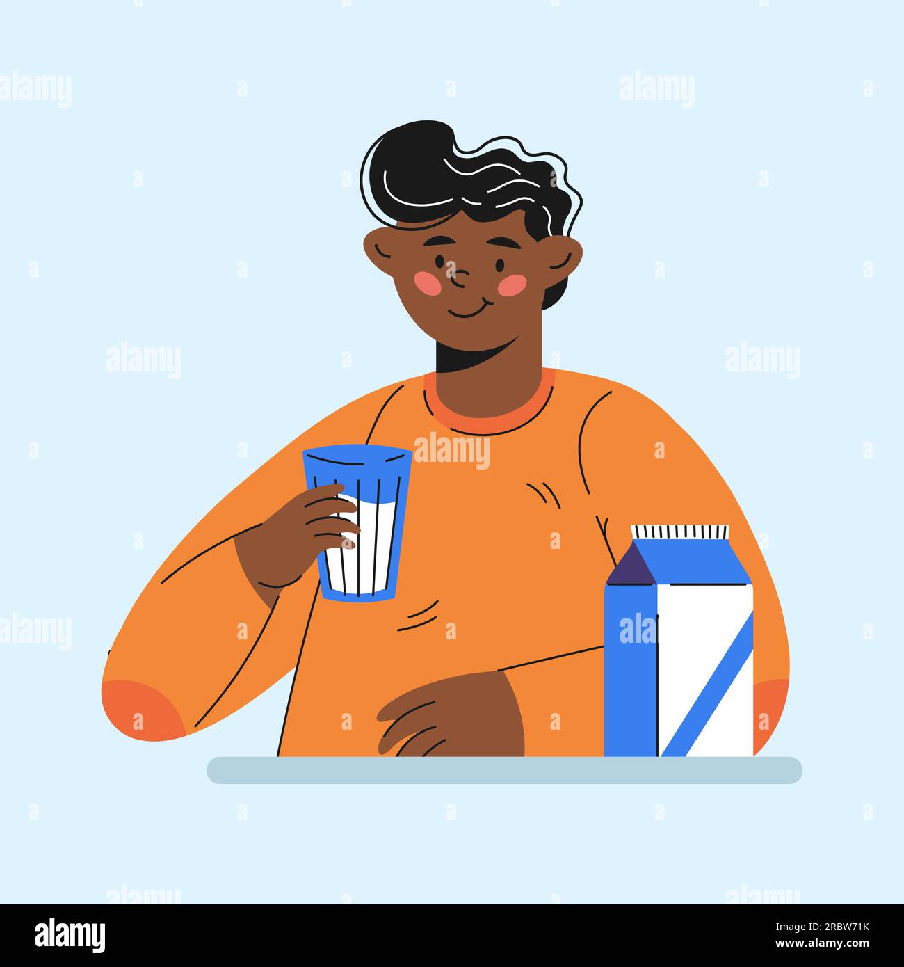 guy drinking milk character in cartoon style Stock Vector Image & Art ...