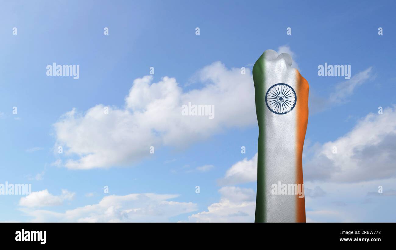 Human hand with Indian flag color. India Independence Day concept Stock ...