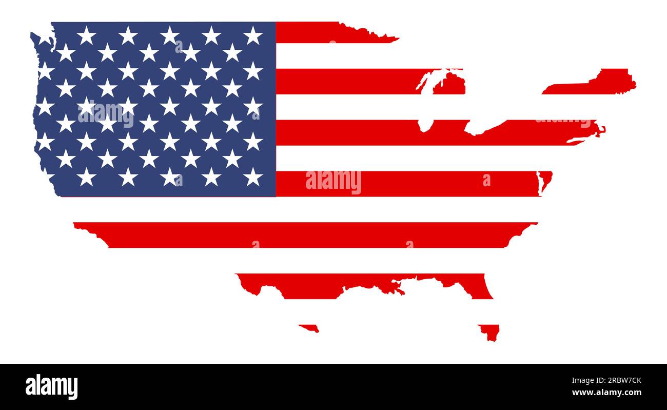 American flag in American map icon on white background. Pictogram, icon ...