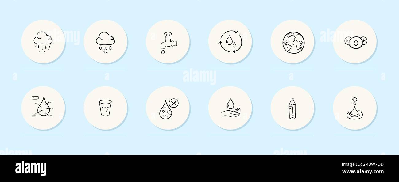 Liquid line icon. Water, clouds, rain, moisture, cream, glass planet ...