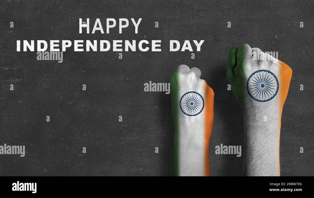 Human hand with Indian flag color. India Independence Day concept Stock ...