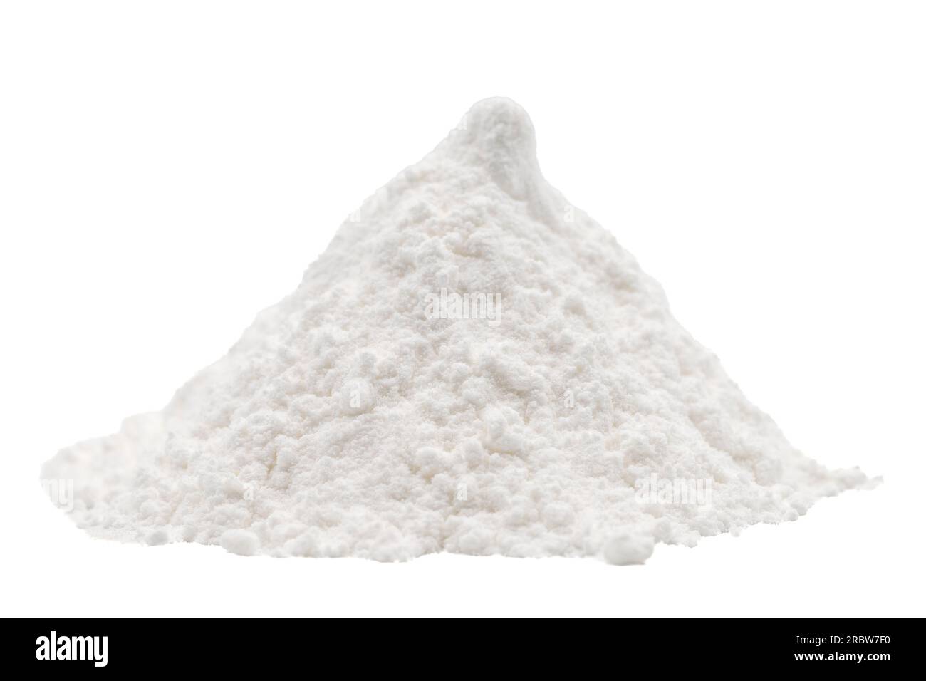 Wheat starch isolated on white background. Pile of Wheat Starch. close ...