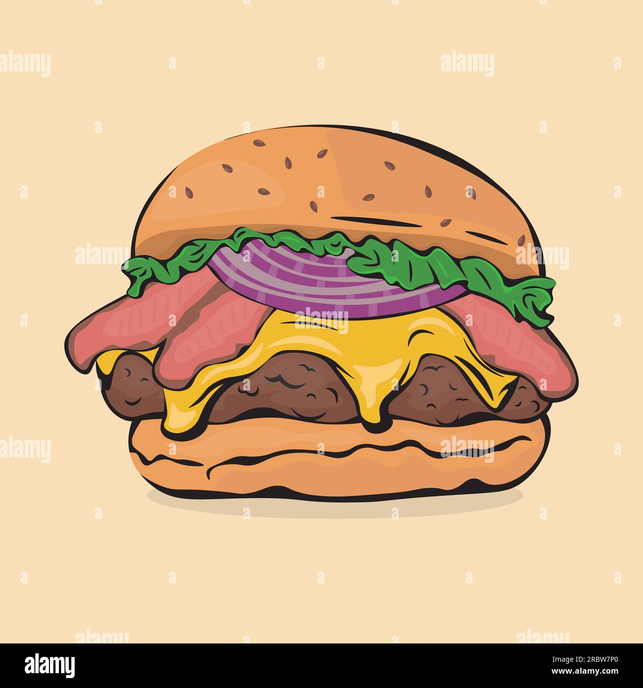cartoon image of burger with stake Stock Vector Image & Art - Alamy
