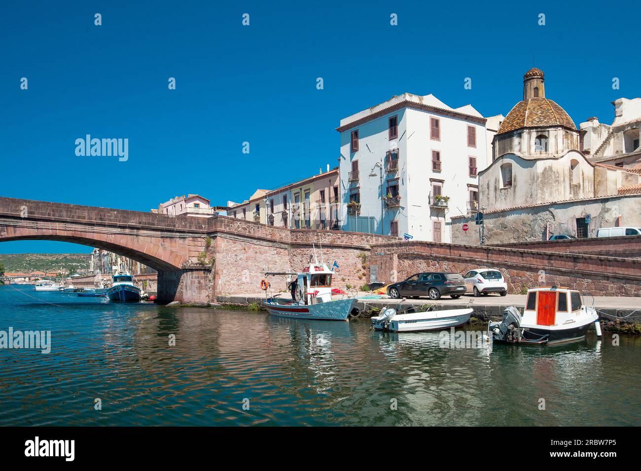 Bosa cityscape and Temo River, Sardinia, Italy, Europe Stock Photo - Alamy
