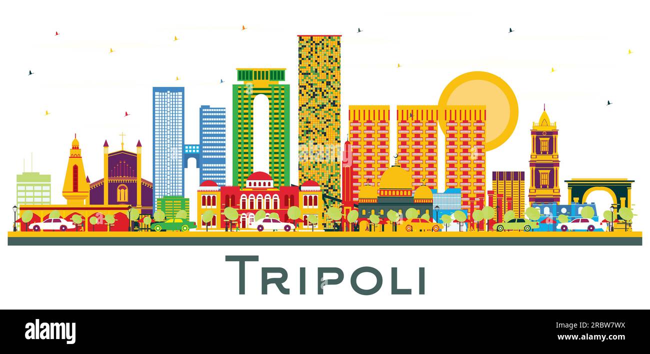 Tripoli Libya City Skyline with Color Buildings Isolated on White ...