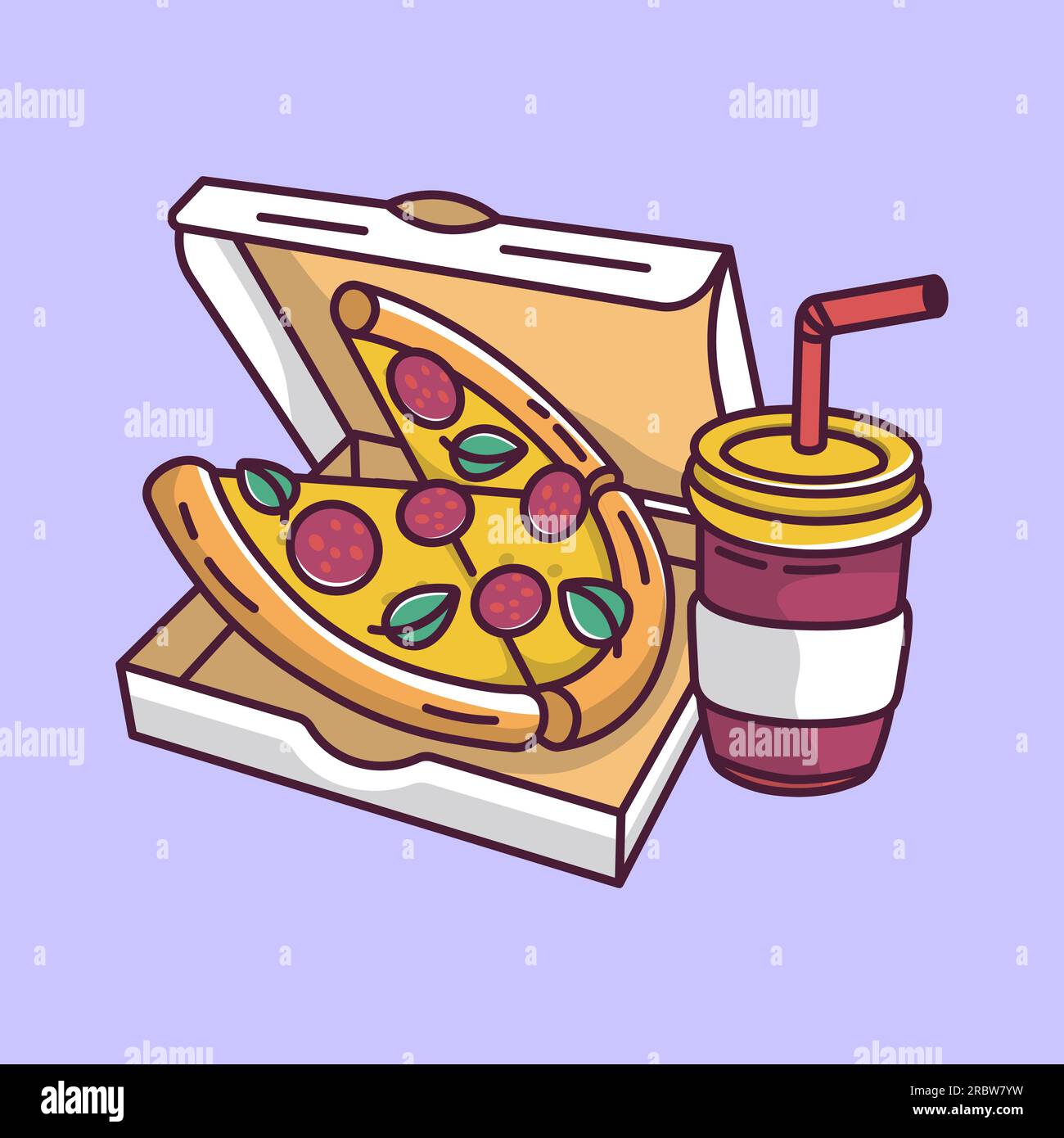 pizza box and drink cartoon style Stock Vector Image & Art - Alamy