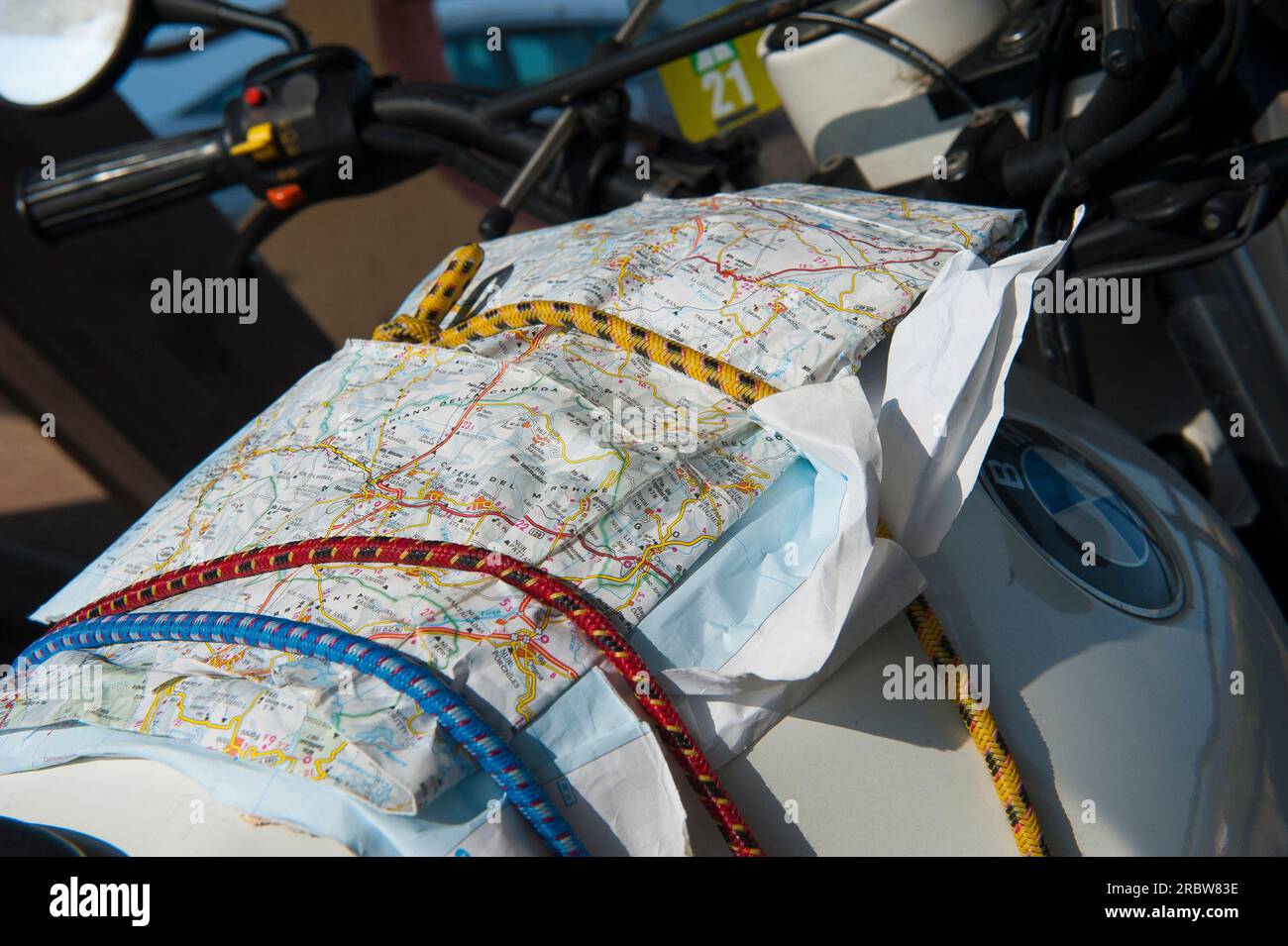 Motorcycle BMW and Map; Sardinia, Italy, Europe Stock Photo - Alamy