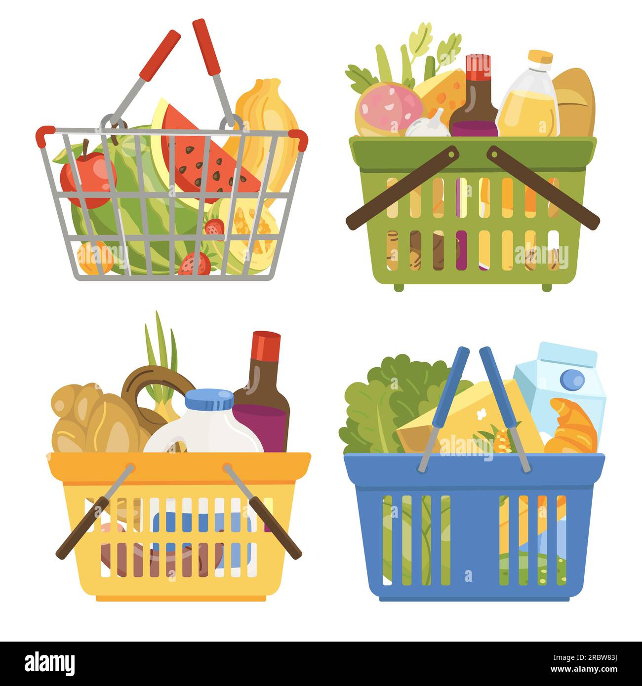 vector illustration grocery basket metal fruit basket Stock Vector ...