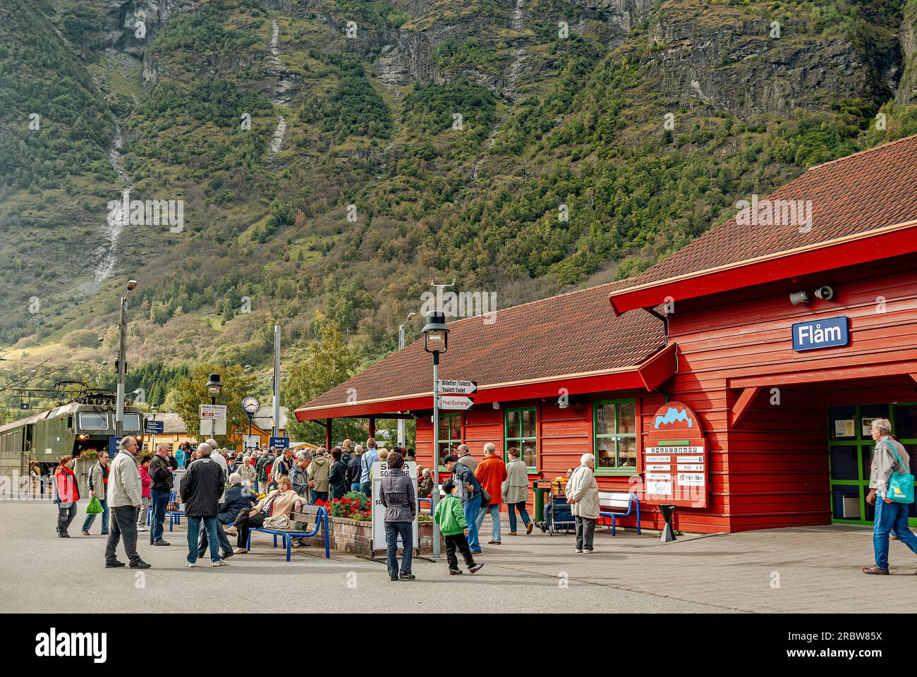 Tourists at the Flam station of the famous Flam Railway, Norway Stock Photo - Alamy