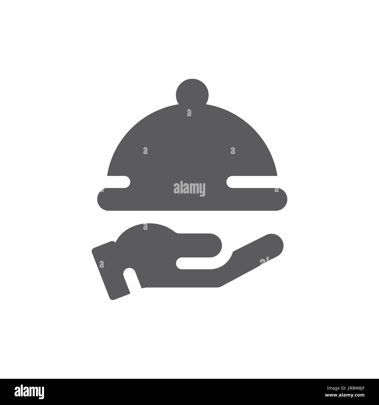 Dish cover and hand vector icon. Serving food tray, restaurant and menu ...