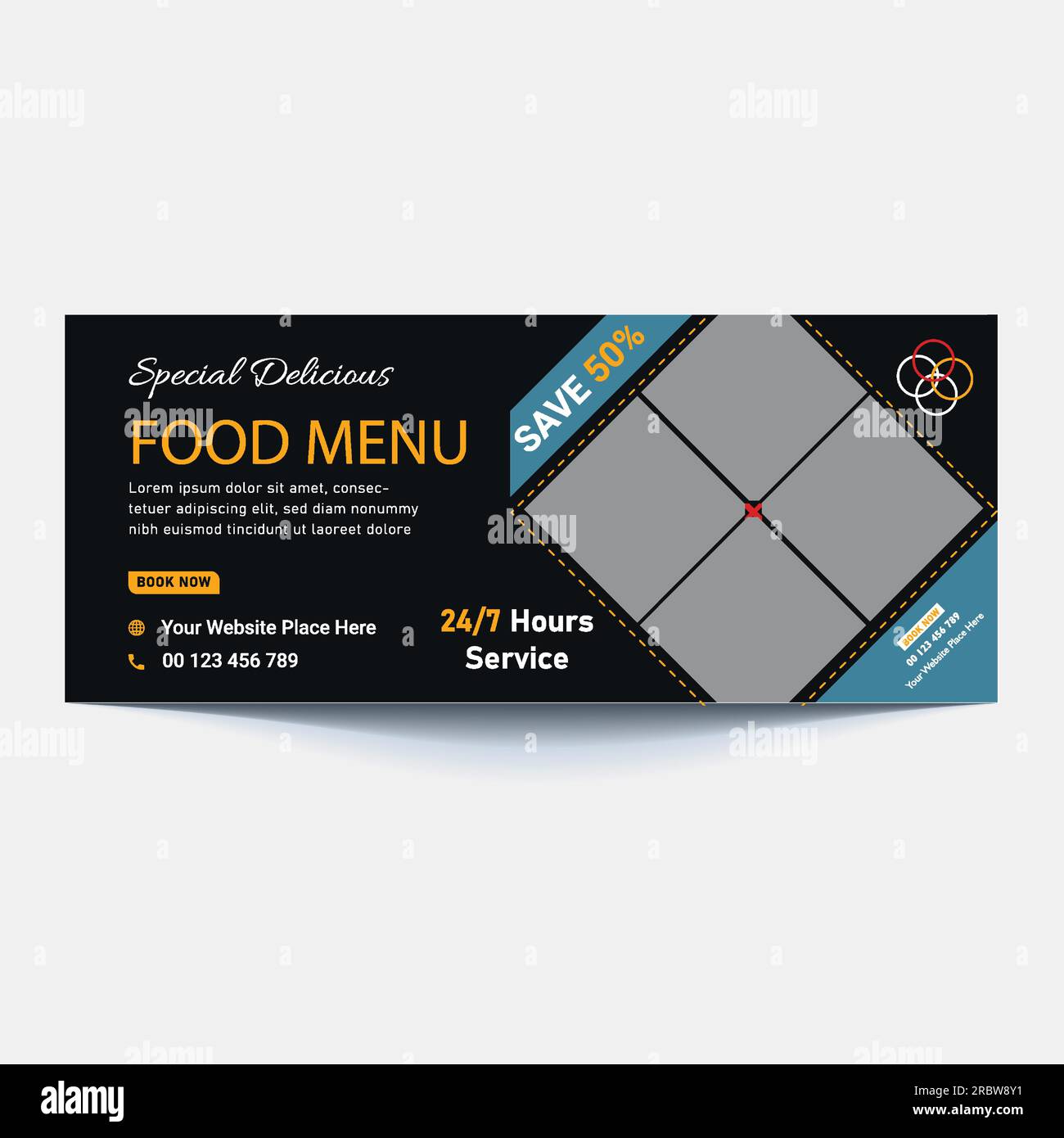Restaurant food menu social media marketing web banner. Pizza, burger ...