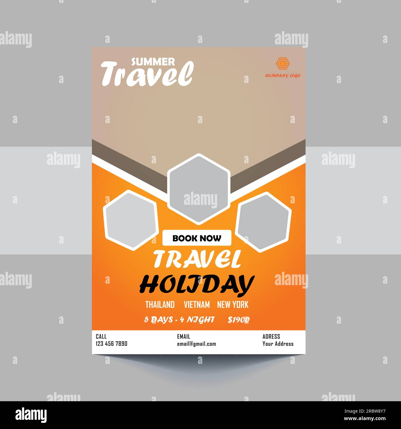 Travel poster or flyer pamphlet brochure design layout space for photo ...
