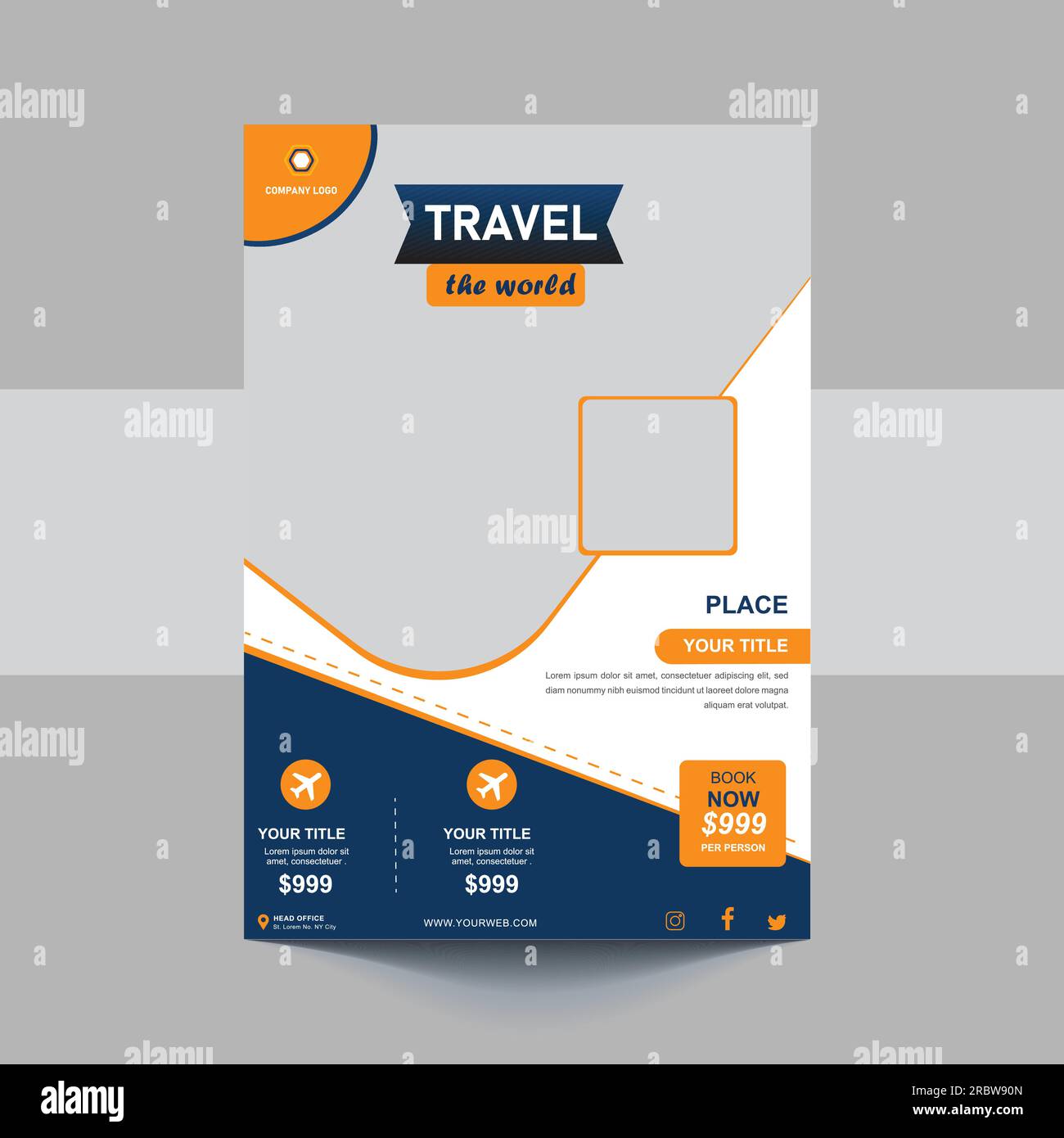 Travel poster or flyer pamphlet brochure design layout space for photo ...